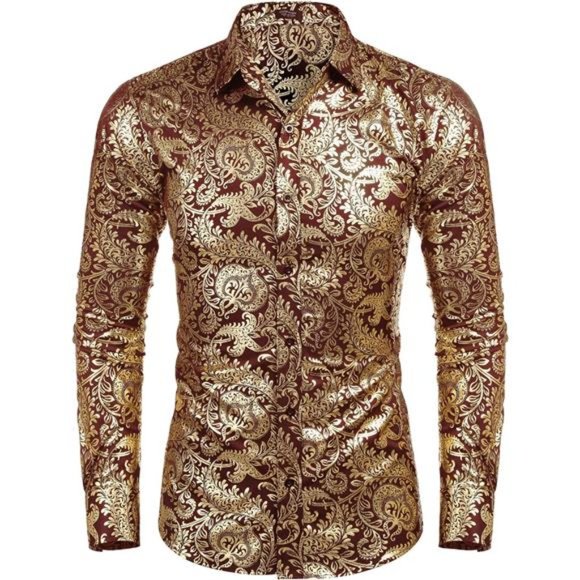 Shirts | Mens Luxury Design Shirts Floral Dress Shirt 2red | Poshmark